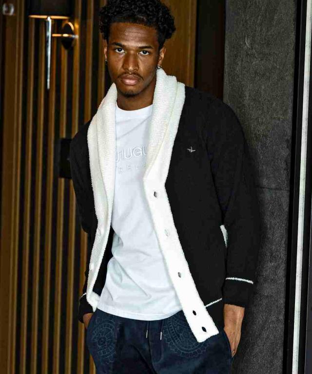 ウノピゥウノウグァーレトレ リラックス（1PIU1UGUALE3 RELAX）/1PIU1UGUALE3 RELAX バイカラーニットショールカーディガン