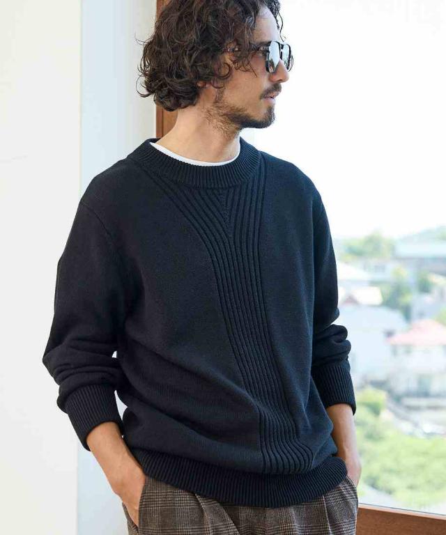 ウノピゥウノウグァーレトレ リラックス（1PIU1UGUALE3 RELAX）/1PIU1UGUALE3 RELAX センターリブクルーネックニット