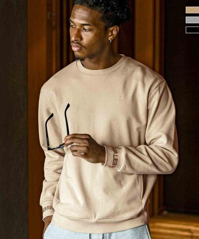 ウノピゥウノウグァーレトレ リラックス（1PIU1UGUALE3 RELAX）/1PIU1UGUALE3 RELAX ラインストーンカフスウェットクルーネックプルオ…