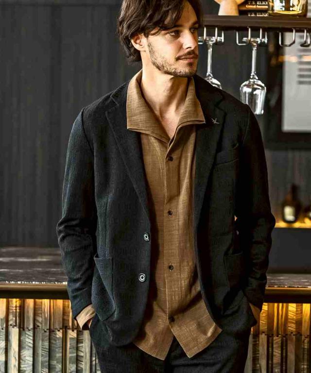 ウノピゥウノウグァーレトレ リラックス（1PIU1UGUALE3 RELAX）/1PIU1UGUALE3 RELAX ブラックジャガードジャケット