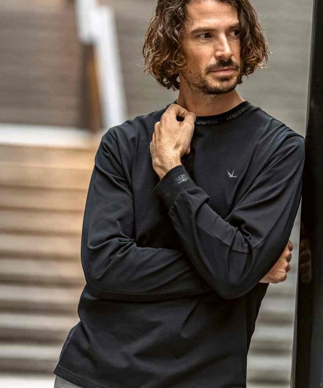 ウノピゥウノウグァーレトレ リラックス（1PIU1UGUALE3 RELAX）/1PIU1UGUALE3 RELAX ダブルロゴラインロングTシャツ