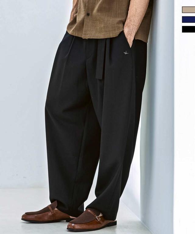 ウノピゥウノウグァーレトレ リラックス（1PIU1UGUALE3 RELAX）/1PIU1UGUALE3 RELAX ウールブレンドツータックワイドスラックス