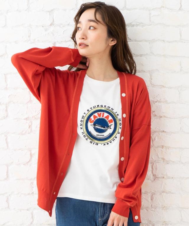 サブ ストリート/9・15号 FONT LAB デザインステッチVカーディガン