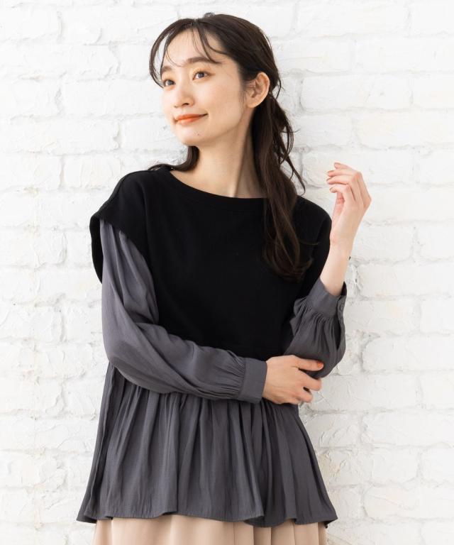 サブ ストリート/9号・15号・19号 FONTLAB 裏毛布帛ドッキングプルオーバー