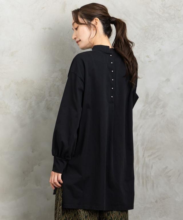 サブ ストリート（sab street）/【大きいサイズ】 9号・15号(M・3L) FONTLAB バックボタンハイネックカットソー