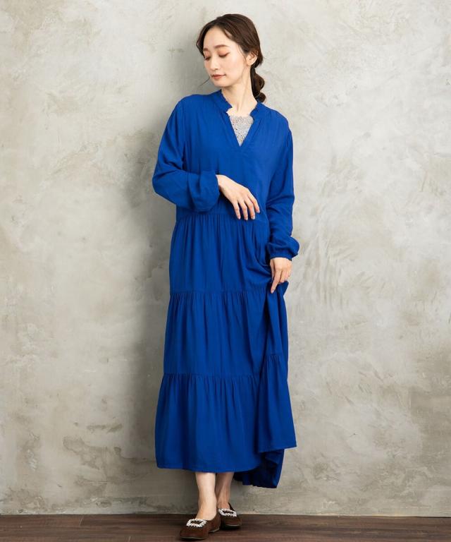 サブ ストリート（sab street）/【大きいサイズ】 9〜15号 Saint Tropez フリルカラーティアードマキシワンピース