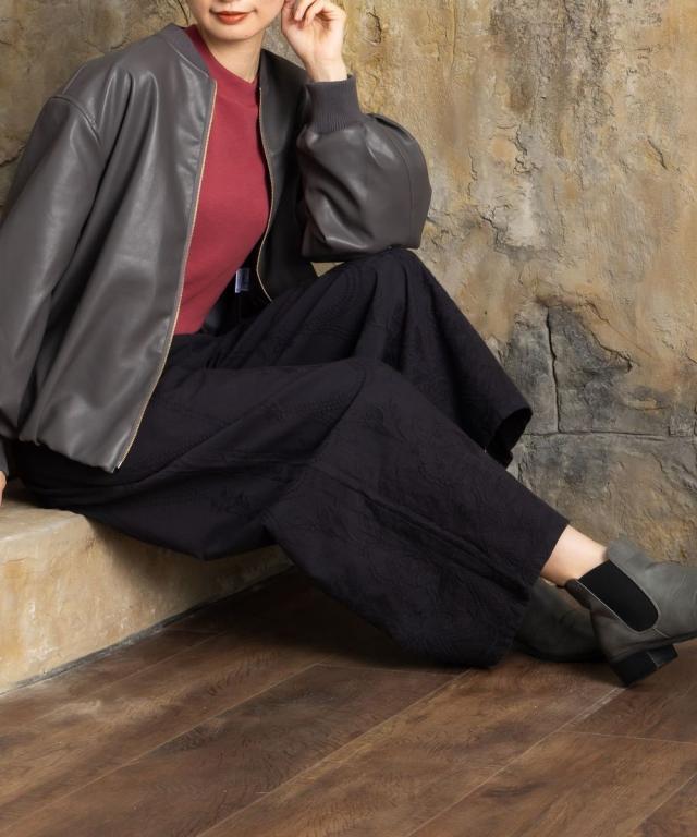 サブ ストリート（sab street）/【大きいサイズ】 9号・15号・19号 INDESIGN コットンツィルパネル刺繍パンツ