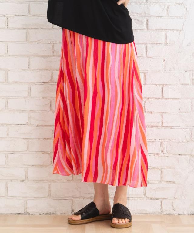 サブ ストリート（sab street）/【大きいサイズ】 9号・15号(M・3L) NUMPH ストライプウェーブラインスカート