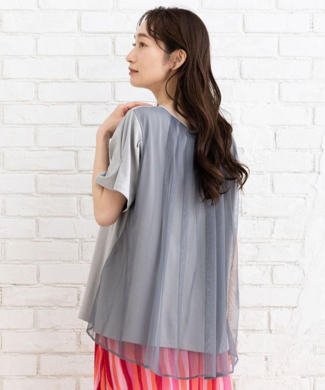 サブ ストリート（sab street）/【大きいサイズ】 9号・15号(M・3L) FONTLAB チュールレイヤードカットソー