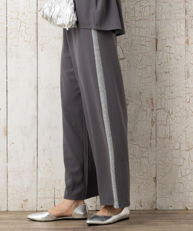 サブ ストリート（sab street）/【大きいサイズ】 9号・15号・19号 FONTLAB ラメラインセミワイドパンツ