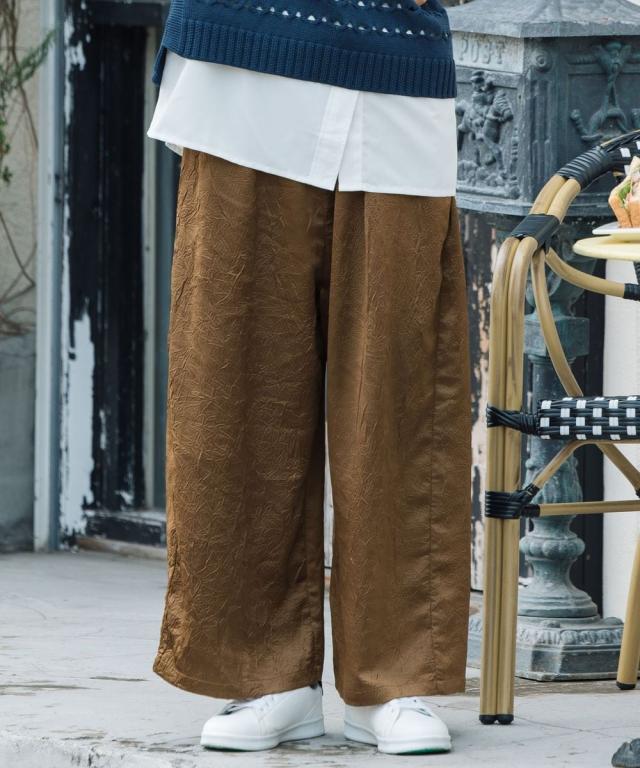 サブ ストリート（sab street）/【大きいサイズ】 15号(3L) FONTLAB サテンワッシャーワイドパンツ