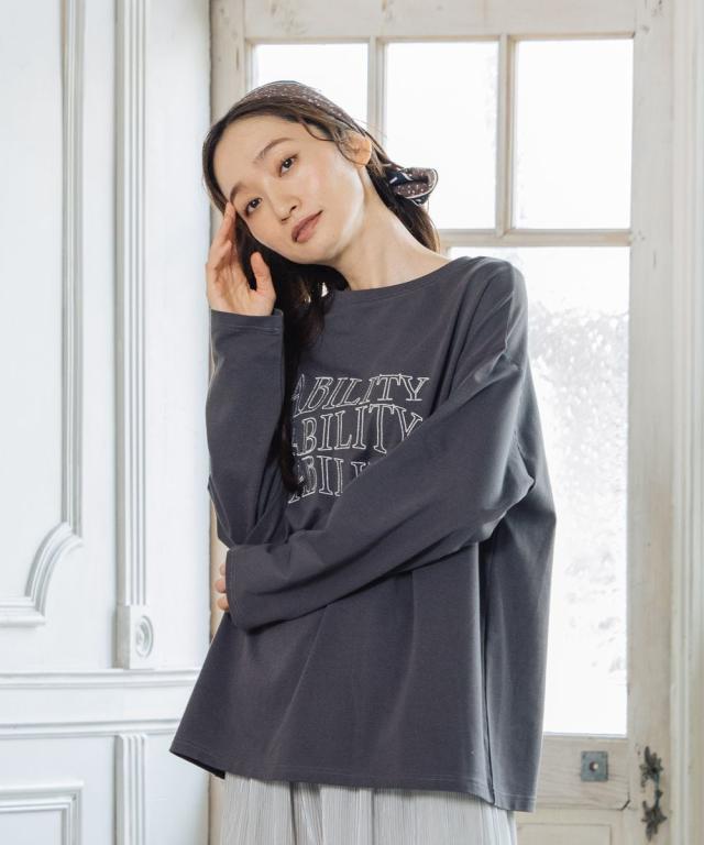 サブ ストリート（sab street）/【大きいサイズ】 9号・15号 FONTLAB ラメロゴエンブロイダリーロンTシャツ