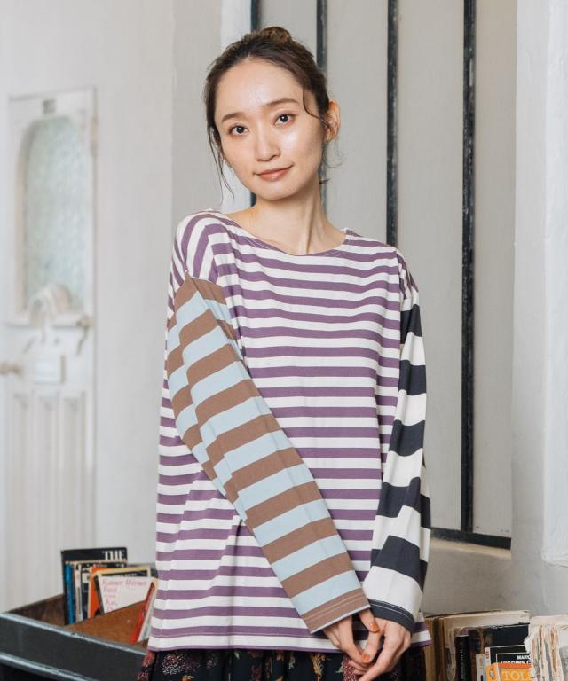 サブ ストリート（sab street）/【大きいサイズ】 9号・15号(M・3L) FONTLAB MIXボーダーカットソー