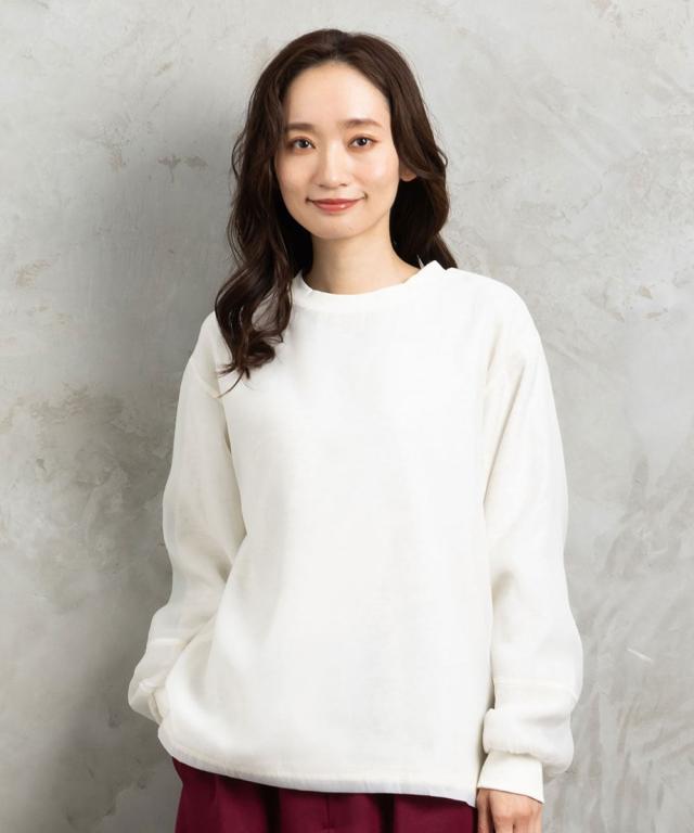 サブストリート（sab street）/【大きいサイズ】 9号・15号 FONTLAB 裏毛×オーガンジーレイヤードプルオーバー