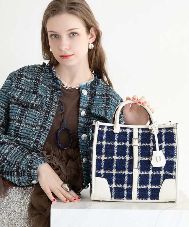 ユー（U）/ツイードJuliangle【ジュリアングル】トートバッグMサイズ/ショルダー付き