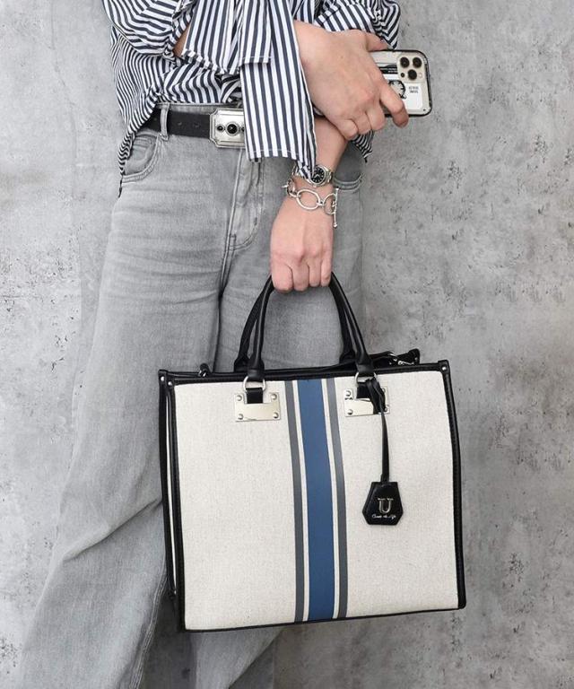 ユー（U）/ラインキャンバスParisian【パリジャン】トートバッグ/Lサイズ