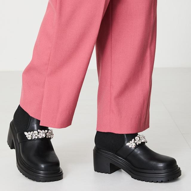 オリエンタルトラフィック（ORiental TRaffic）/ビジューベルトニットドッキングブーツ/41415