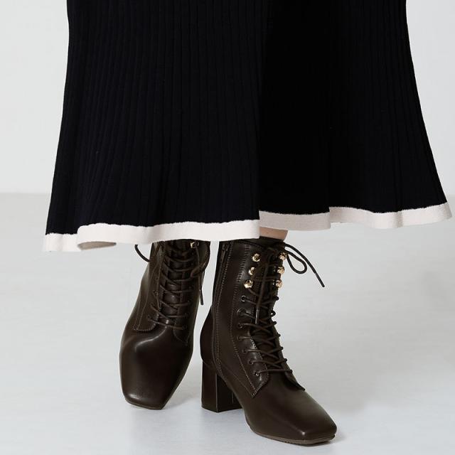 オリエンタルトラフィック（ORiental TRaffic）/スクエアトゥレースアップヒールブーツ/41428