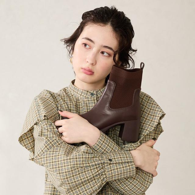 オリエンタルトラフィック（ORiental TRaffic）/【25秋冬新作】ニットドッキングヒールショートブーツ/51407