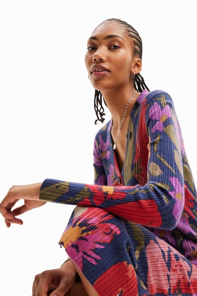 デシグアル（Desigual）/花柄 ニット ミディワンピース