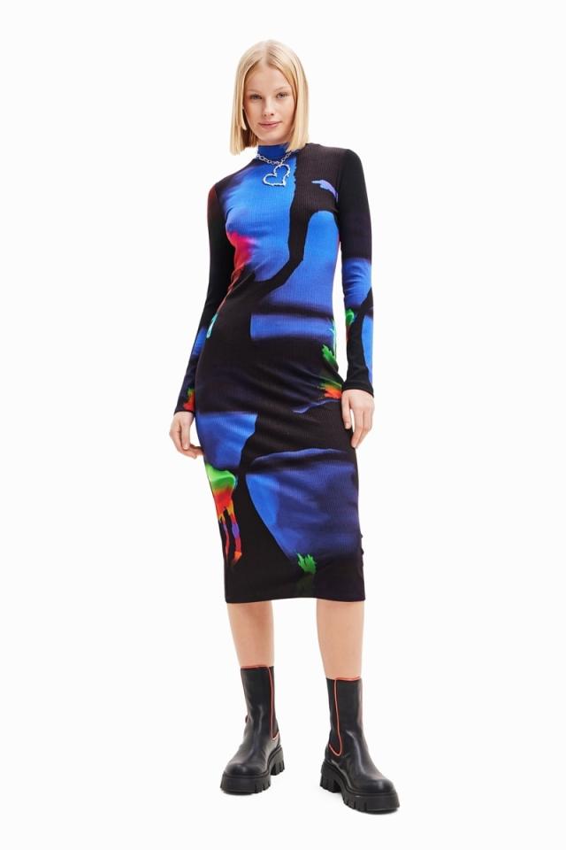 デシグアル（Desigual）/M． Christian Lacroix ネオンカラー ミディワンピース