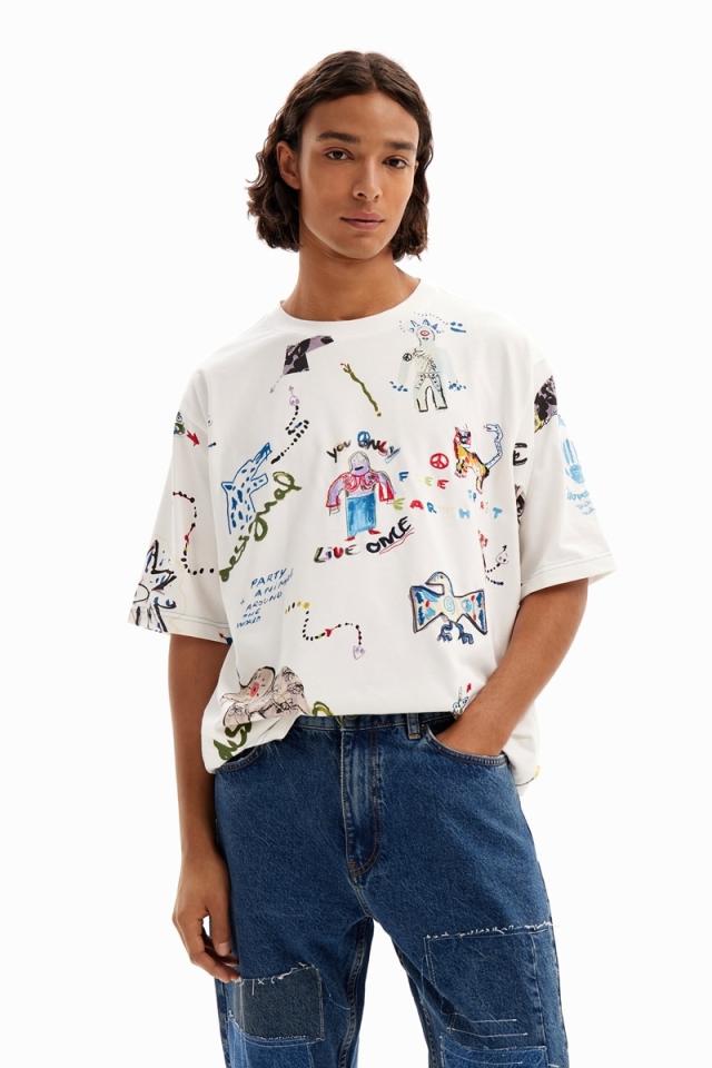 デシグアル（Desigual）/イラスト&メッセージ Tシャツ