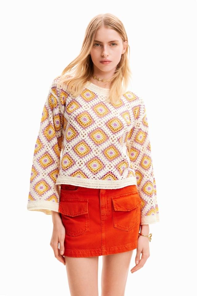 デシグアル（Desigual）/マルチカラー クロシェ編みセーター