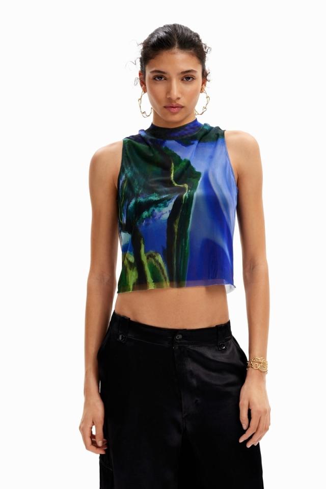 デシグアル（Desigual）/M． Christian Lacroix 風景モチーフ チュールTシャツ