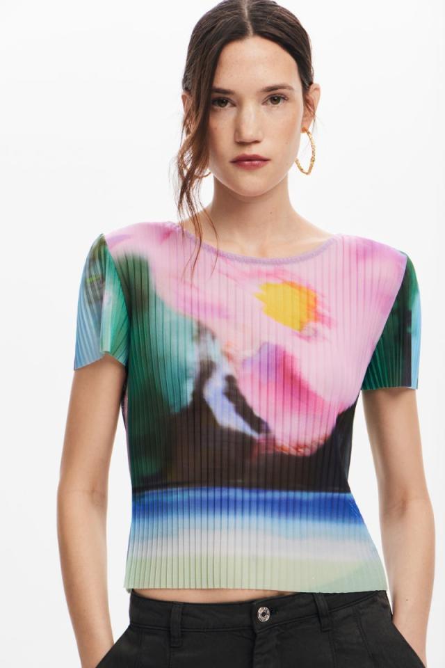 デシグアル（Desigual）/リブ付きナイトスケープTシャツ