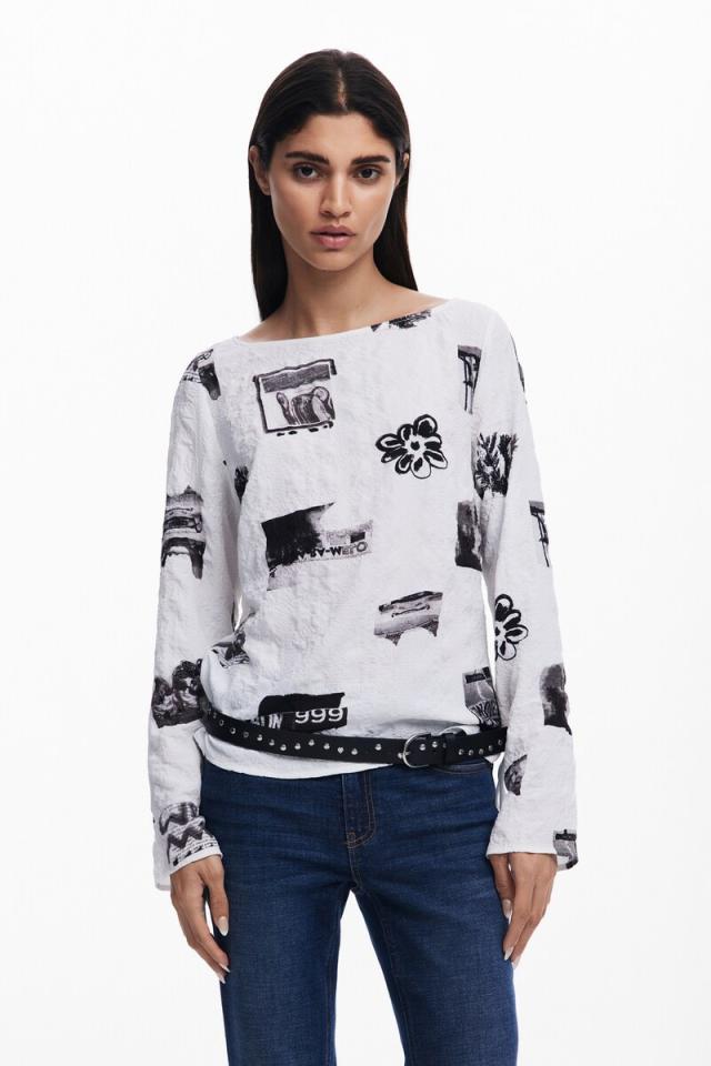 デシグアル（Desigual）/リボンテクスチャのブラウス