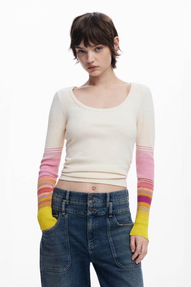 デシグアル（Desigual）/カラフルな袖のロングスリーブTシャツ