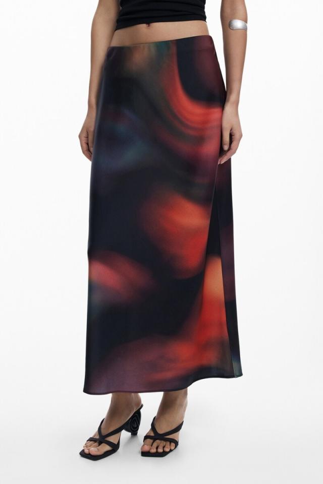 デシグアル（Desigual）/【5サイズ展開/XS/XL/大きいサイズ】ロングスカート ステイン柄