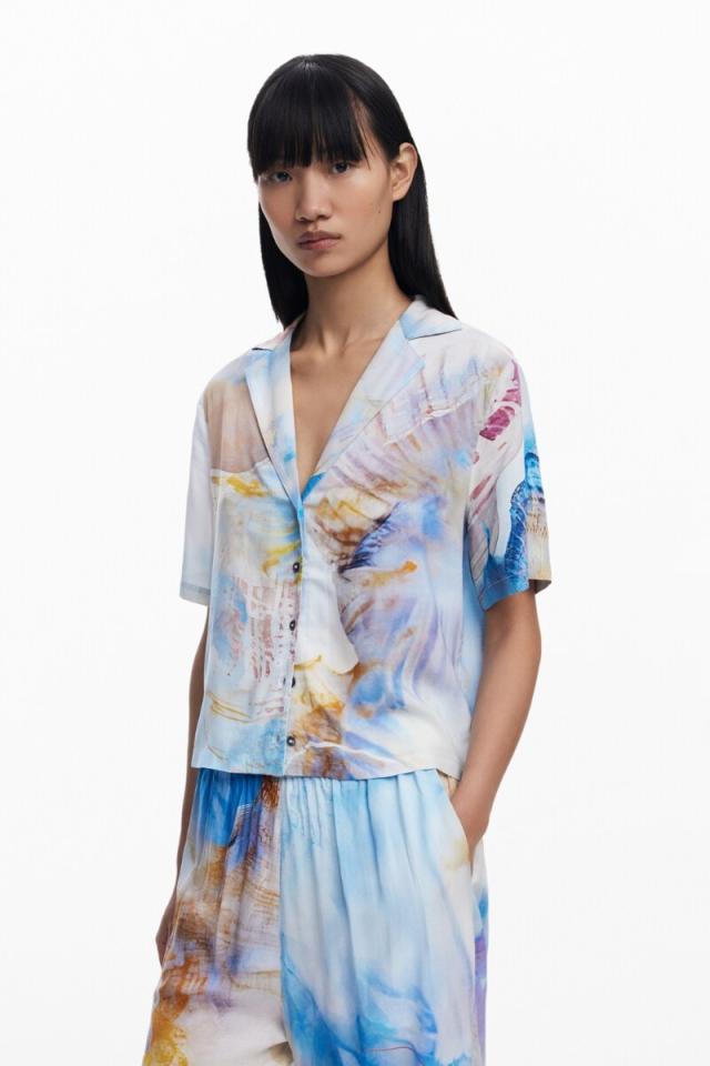 デシグアル（Desigual）/【5サイズ展開/XS/XL/大きいサイズ】クロップド貝殻シャツ