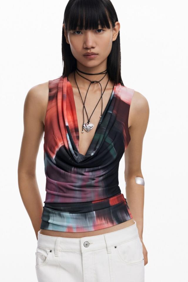 デシグアル（Desigual）/ドレープネック ノースリーブトップス