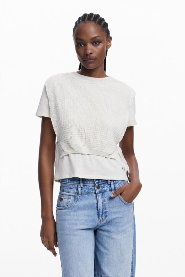 デシグアル（Desigual）/【5サイズ展開/XS/XL】2イン1ベストTシャツ