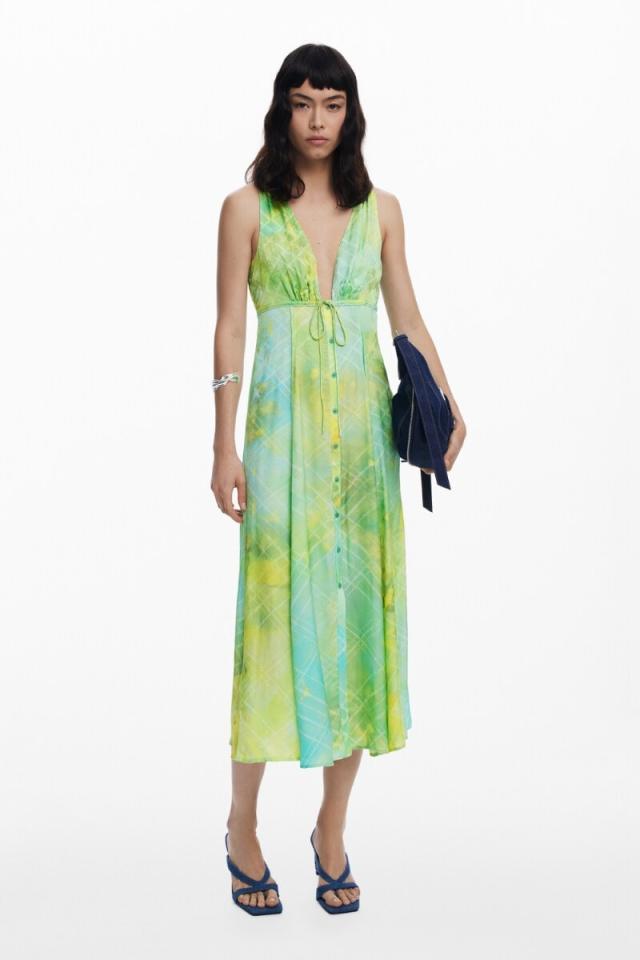 デシグアル（Desigual）/【5サイズ展開/XS/XL】水彩柄ノースリーブロングドレス