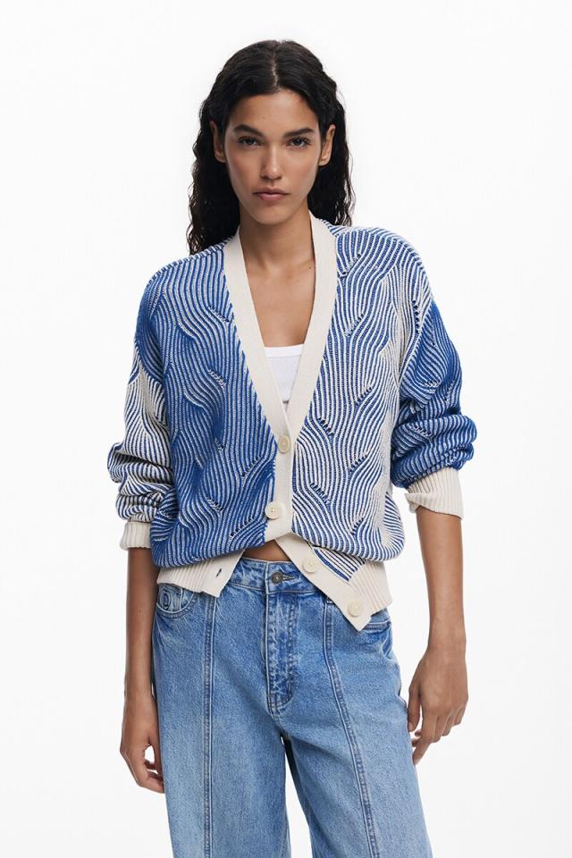 デシグアル（Desigual）/【5サイズ展開/XS/XL】バイカラーニットカーディガン