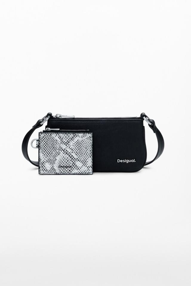 デシグアル（Desigual）/2in1 パイソン柄パスケース付き ショルダーウォレット