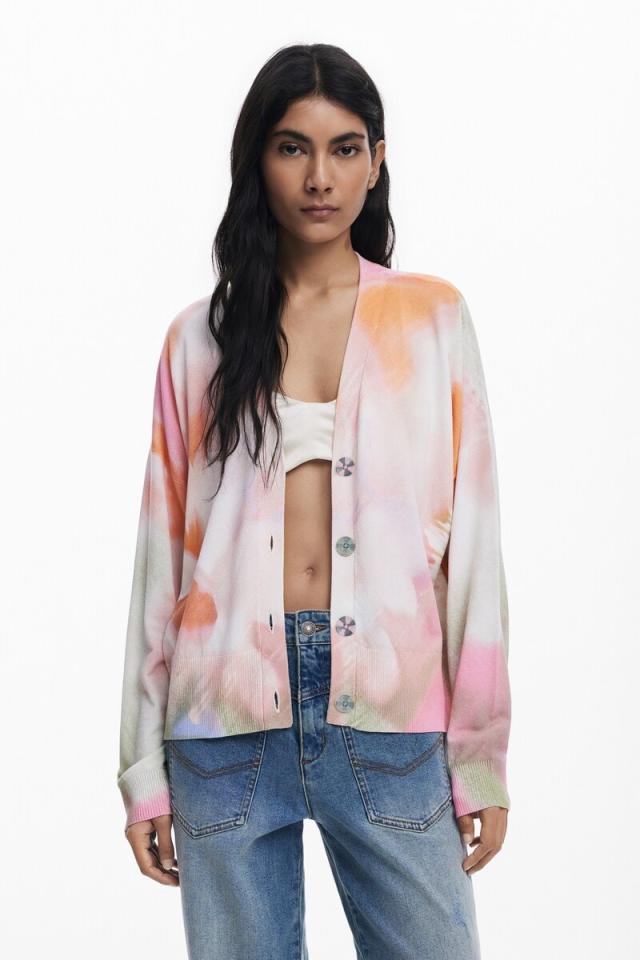 デシグアル（Desigual）/【5サイズ展開/XS/XL】タイダイ柄の花柄カーディガン