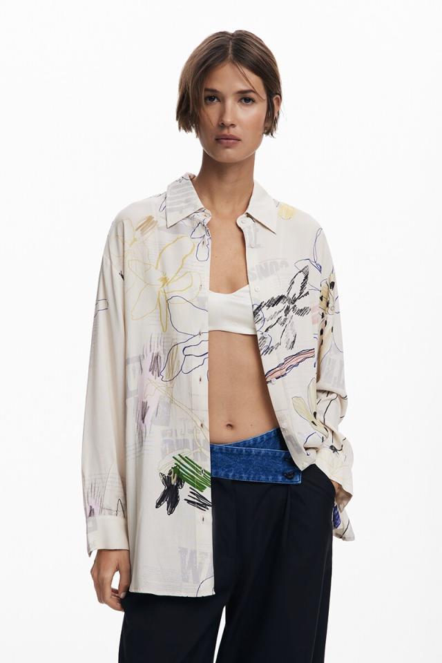 デシグアル（Desigual）/【5サイズ展開/XS/XL】コラージュ風のゆったりシャツ