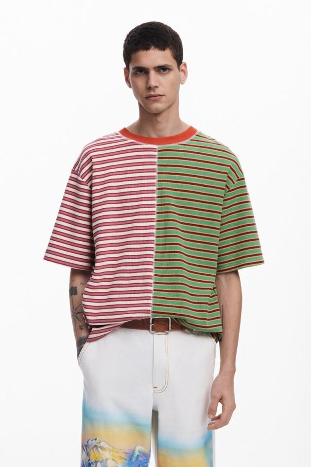 デシグアル（Desigual）/【4サイズ展開/S/XL】バイカラーボーダー半袖Tシャツ