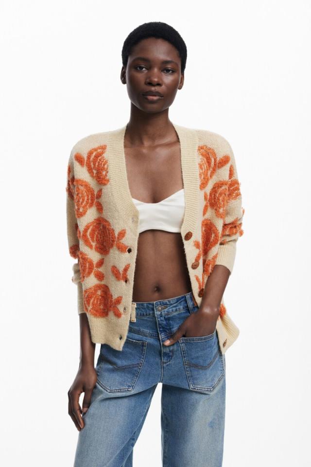 デシグアル（Desigual）/【5サイズ展開/XS/XL】ヘビーゲージローズカーディガン