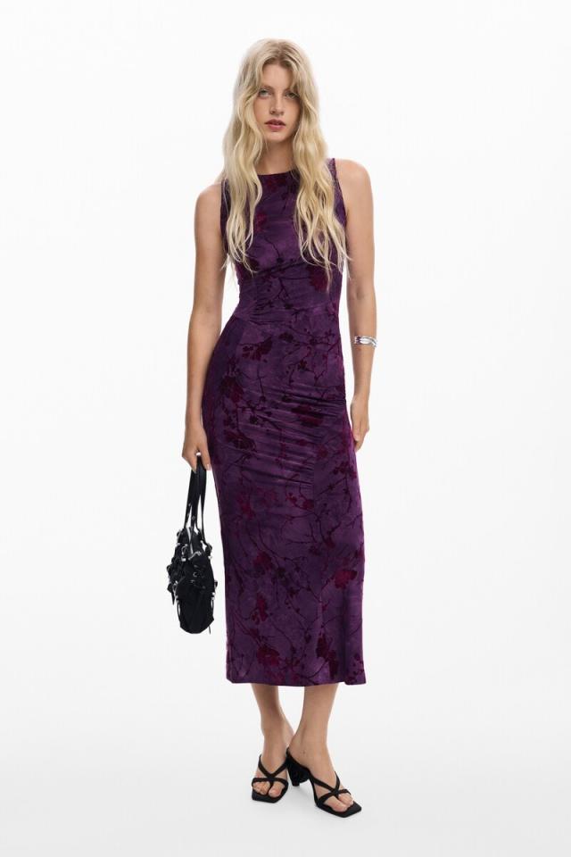 デシグアル（Desigual）/【5サイズ展開/XS/XL】オリエンタルフラワーミディドレス