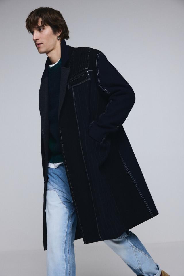 【NEW】デシグアル（Desigual）/【4サイズ展開 / 羊毛MIX】ストライプ柄のロングコート