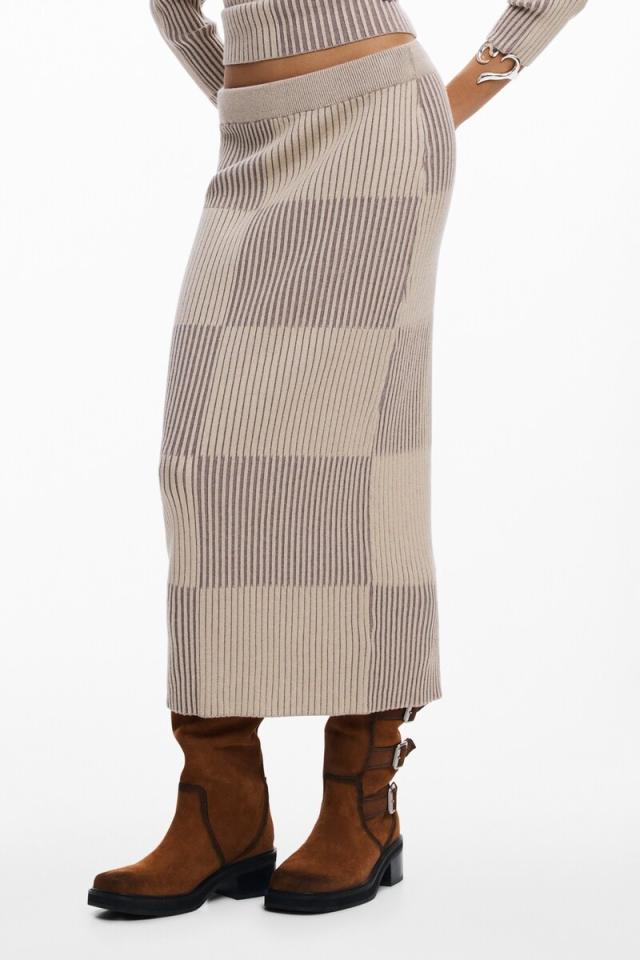 【NEW】デシグアル（Desigual）/【3サイズ展開】ブロックチェック ニットスカート 2026SS 新作