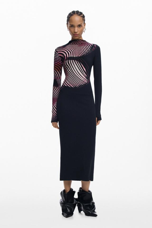 【NEW】デシグアル（Desigual）/【5サイズ展開】ウェーブニットロングドレス 2026SS 新作