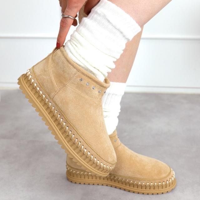 アルテミス by ダイアナ（artemis by DIANA）/ラインストーン付き厚底フェイクファーショートブーツ