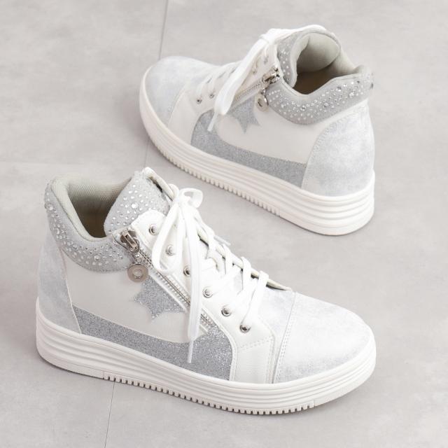 アルテミス by ダイアナ（artemis by DIANA）/【新色追加】星モチーフ　インヒール厚底ハイカットスニーカー