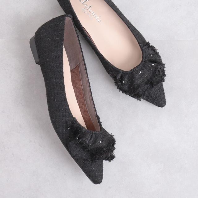 アルテミス by ダイアナ（artemis by DIANA）/【25秋冬新作】ラッフルデザイン ポインテッドトゥフラットシューズ