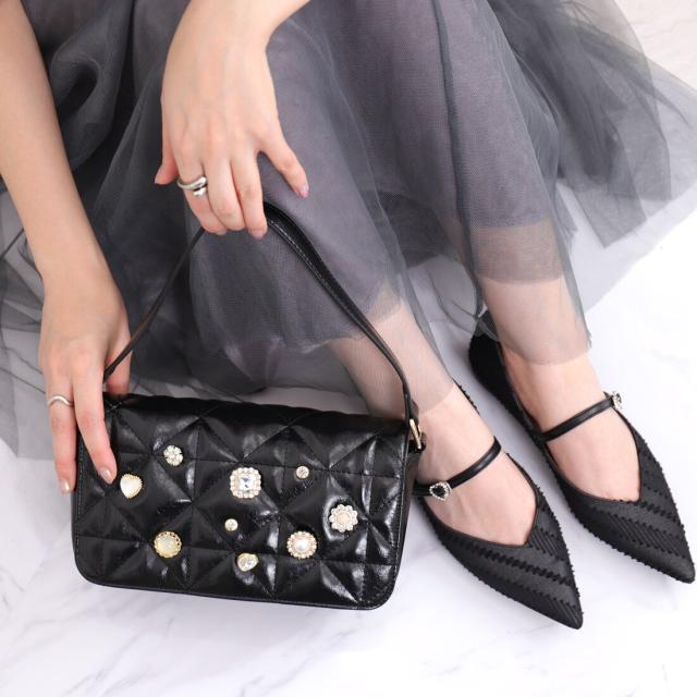 アルテミス by ダイアナ（artemis by DIANA）/【25秋冬新作】2WAY ショルダーベルト付属　キルティングビジューバッグ